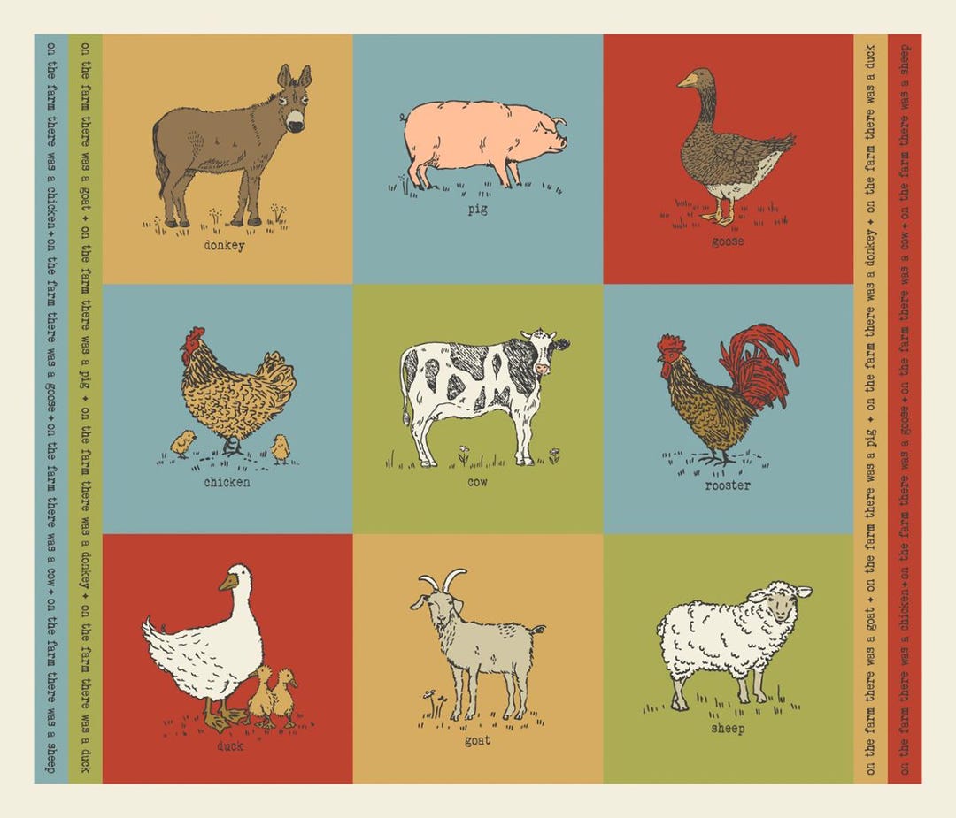 SALE Farmstead Panel 20908 Multi - Moda Fabrics - Animals Farm Pig ...