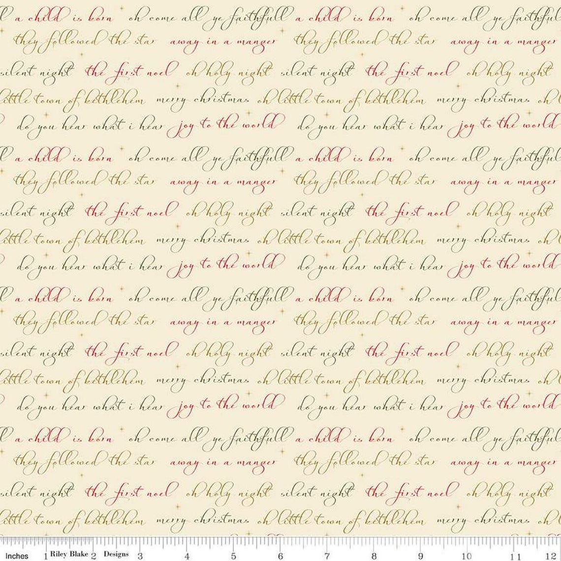 Glisten Text C16226 Eggnog - Riley Blake Designs - Words Phrases Words ...