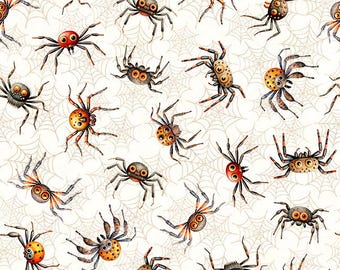 Jeepers Creepers Spiders 31015 Black J - QT Fabrics - Insects Spider ...