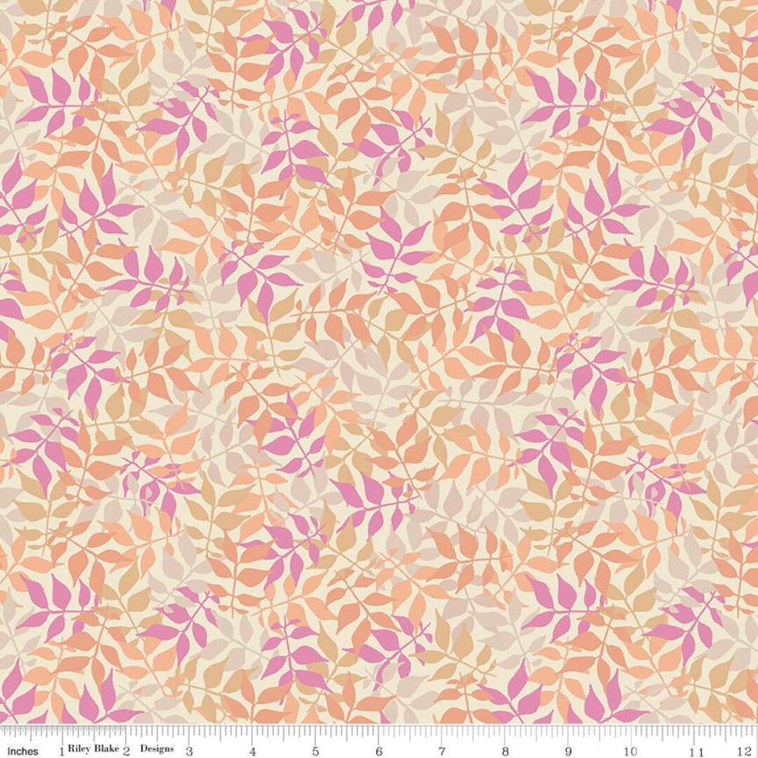 Fat Quarter End of Bolt CLEARANCE Meadow Lane Leaves C10122 Cream Riley Blake Designs Floral ...
