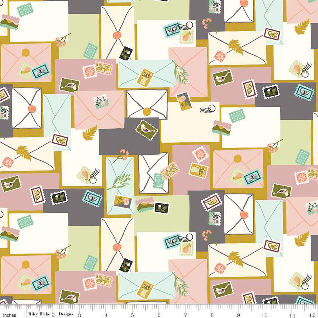 CLEARANCE Blossom Lane Posts C14003 Gold - Riley Blake Designs ...