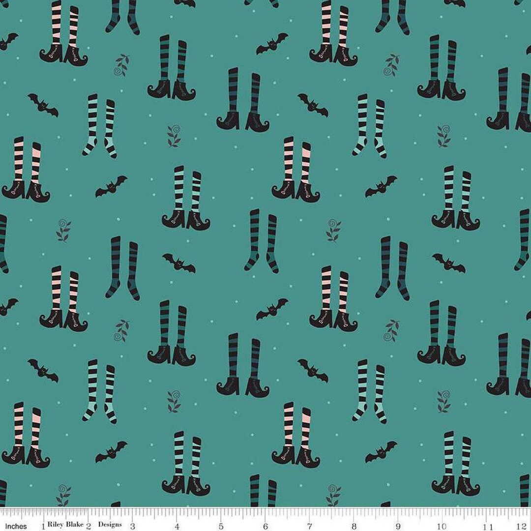 Little Witch Witches Socks C14561 Light Teal - Riley Blake Designs ...