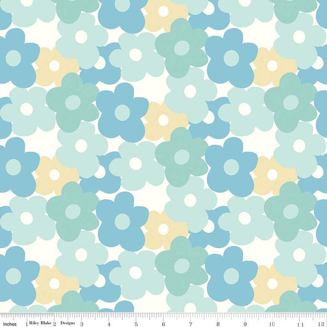 FLANNEL Copacetic Flower Power F14697 Blue - Riley Blake Designs ...