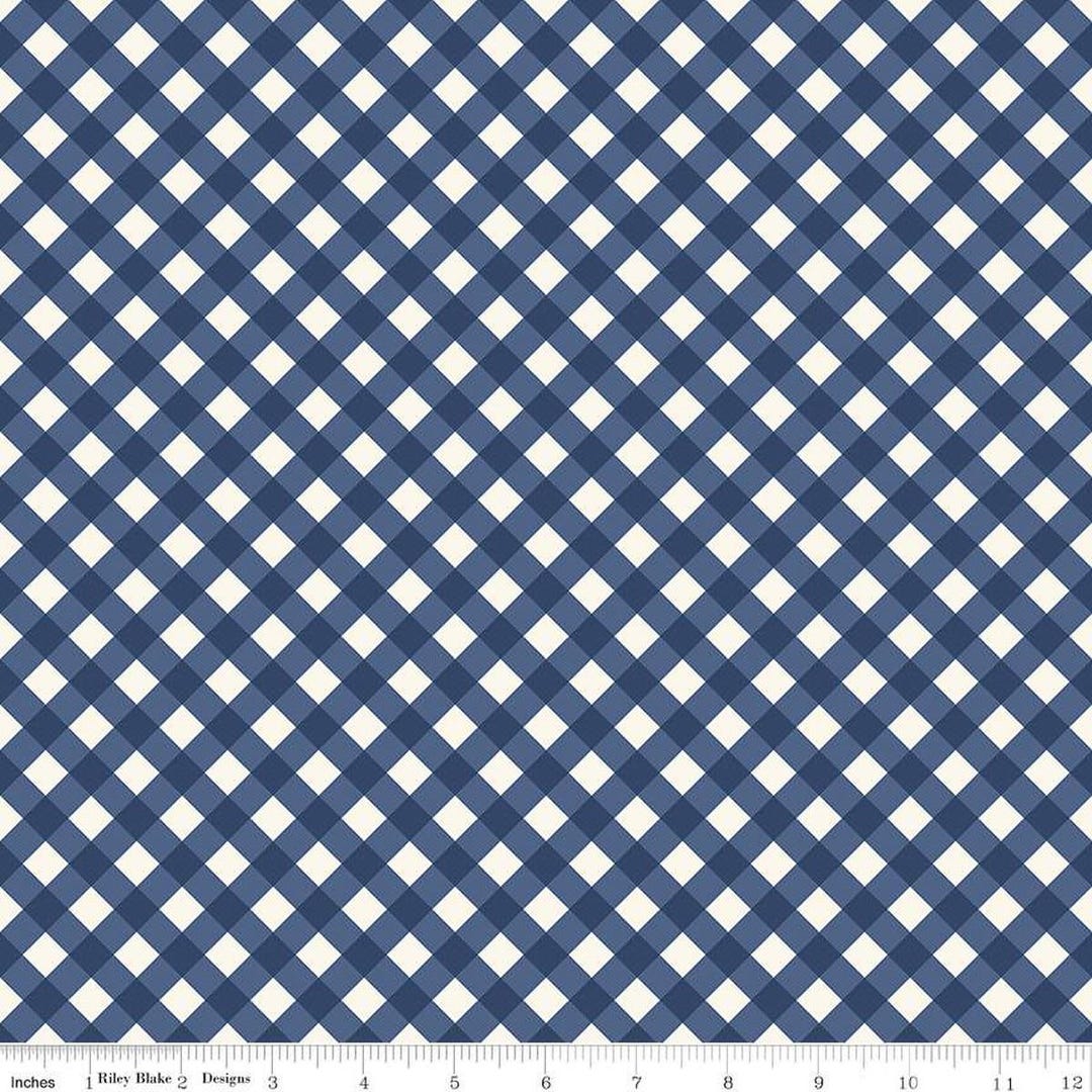 9" End of Bolt - Freedom Garden Gingham C15624 Blue - Riley Blake ...