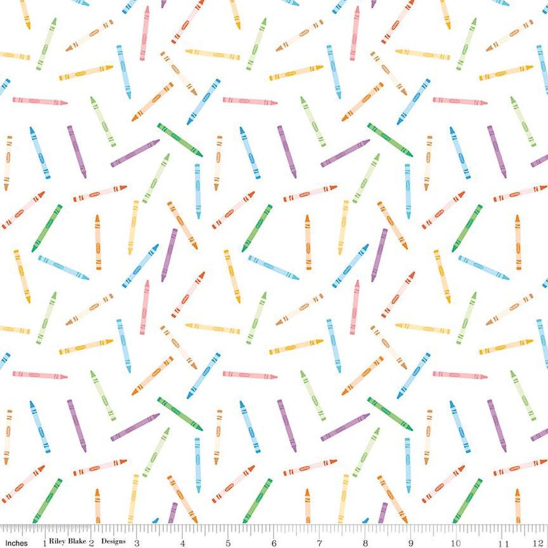 Get Your Cray-on With Crayola Crayons C15412 White - Riley Blake ...