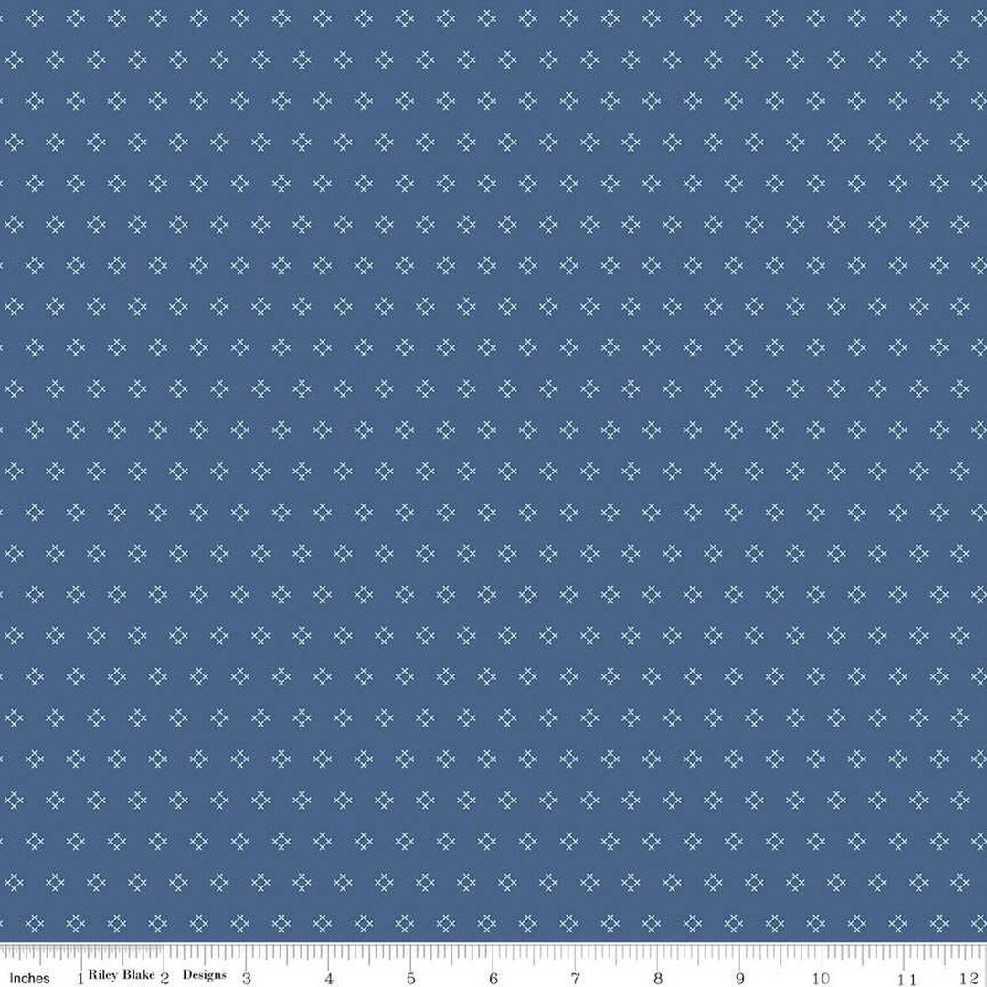 SALE Autumn Stitch C14658 Denim by Riley Blake Designs - Lori Holt - Geometric - Quilting Cotton ...