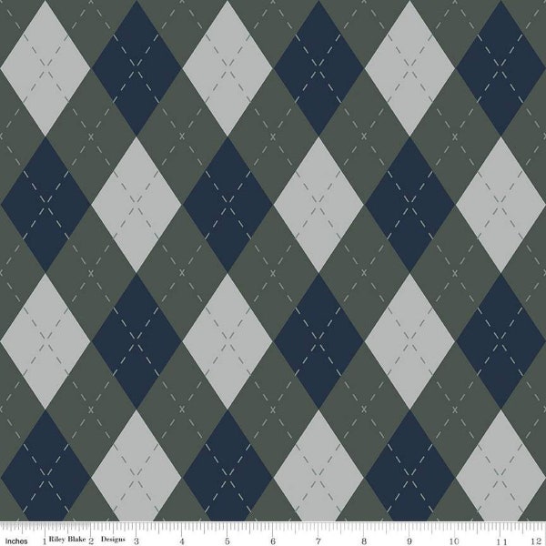 Blue Argyle Fabric - Etsy