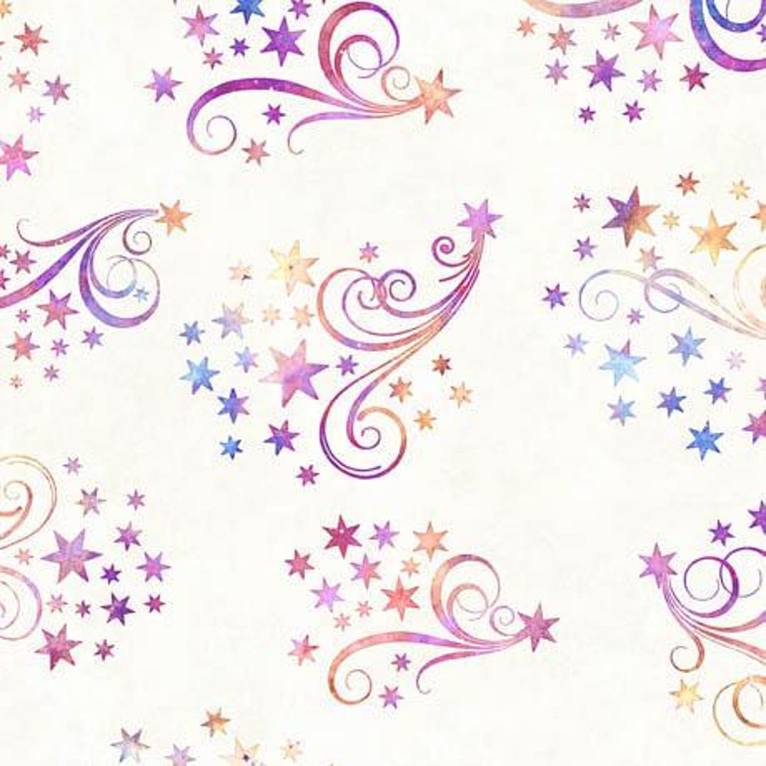3 Yard Cut Lil' Wizards Star & Scroll WIDE Back 30554 Cream QT Fabrics ...