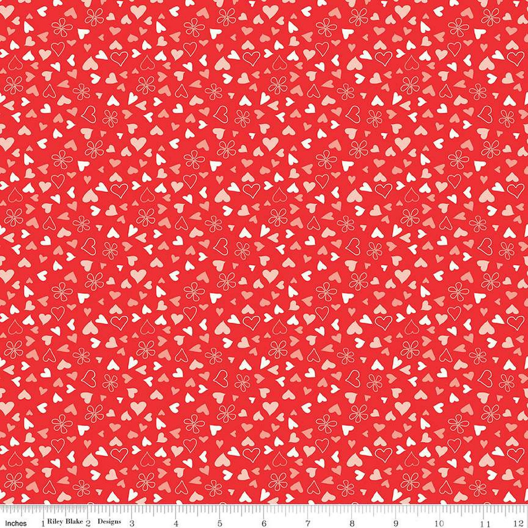 I Love Us Scattered Hearts C13964 Red by Riley Blake Designs ...