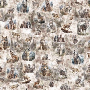Running With the Pack Wolf Vignettes 31100 Cream E - - QT Fabrics ...