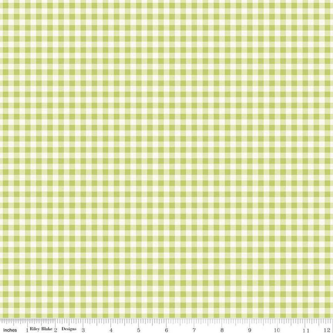 Picnic Florals PRINTED Gingham C14614 Green by Riley Blake Designs ...