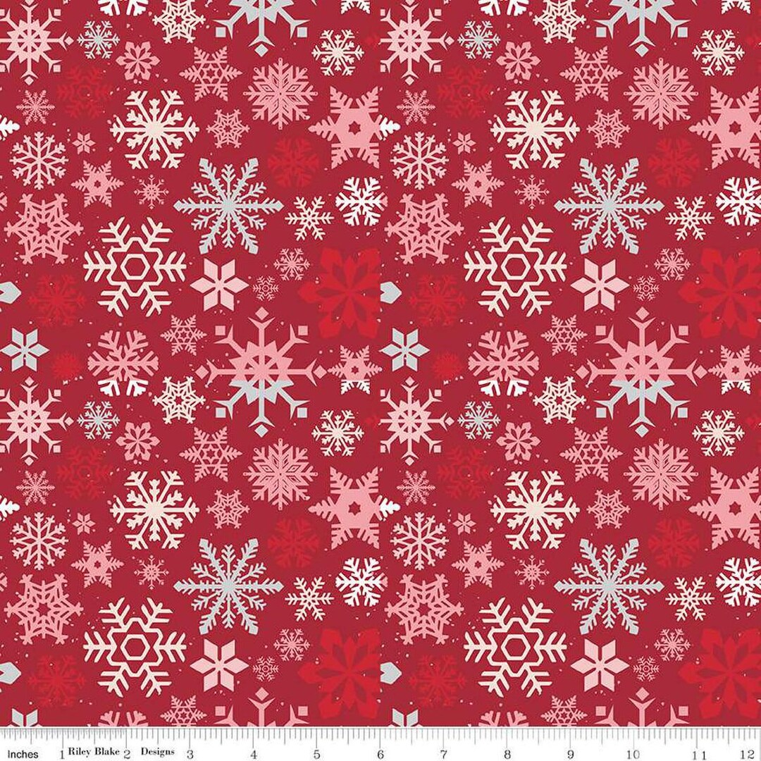 Mistletoe & Holly Snowflakes C16402 Barn Red - Riley Blake Designs ...