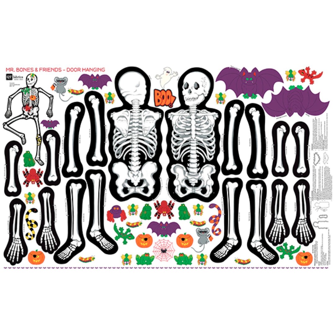 Sew & Go Mr. Bones Skeleton Panel 60" 31132 White Z - QT Fabrics ...