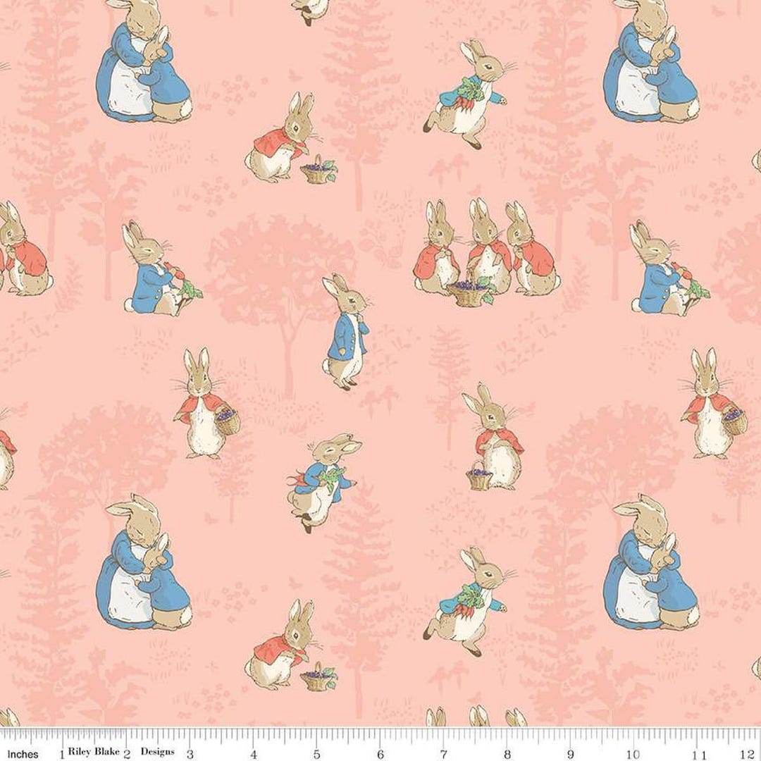 FLANNEL the Tale of Peter Rabbit Main F15316 Coral - Riley Blake ...