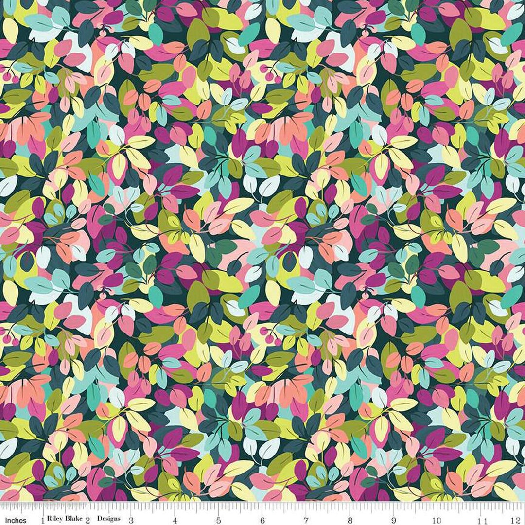 Fragrant Fields Leaves C15224 Dark Forest - Riley Blake Designs ...
