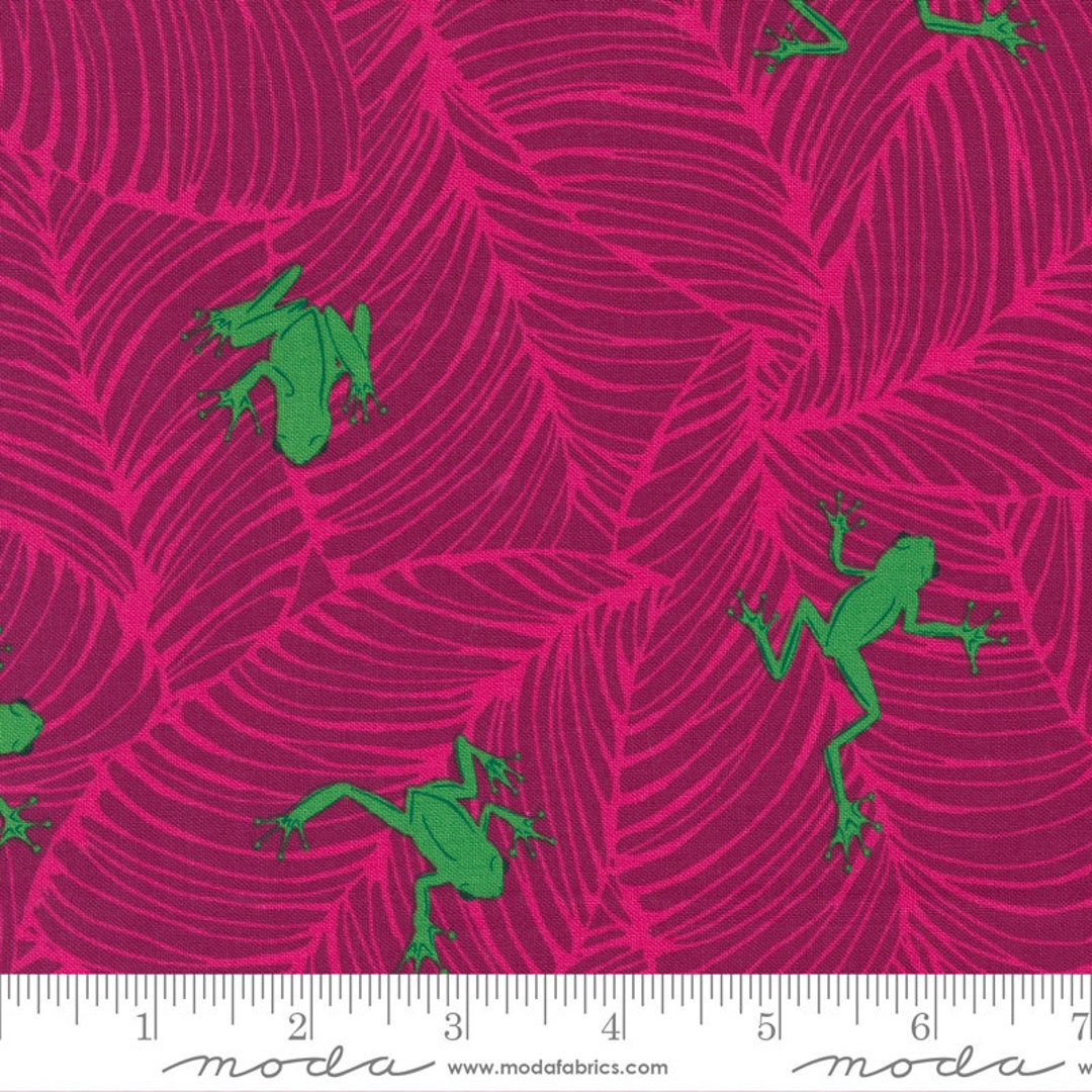 Fat Quarter End of Bolt Piece Jungle Paradise Oh Froggy 20786 Magenta ...