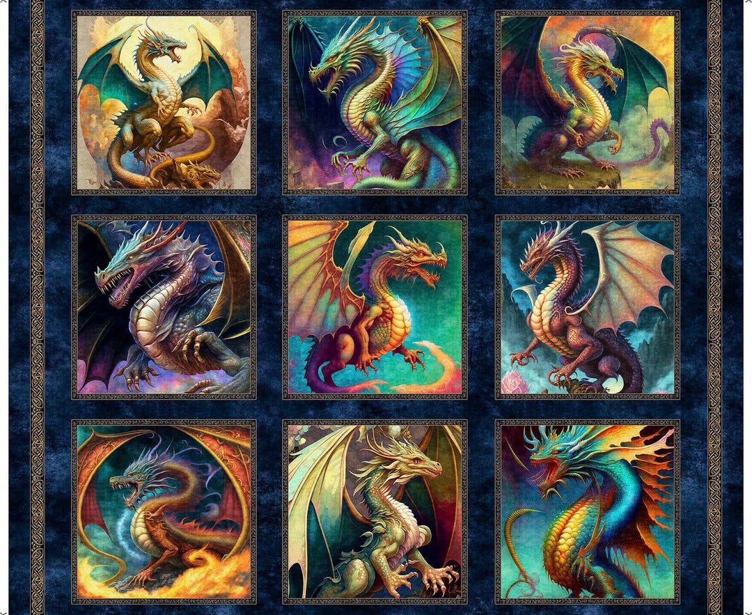 Dragon Fyre 29926 Large Dragon Picture Patches N Panel - by QT Fabrics ...