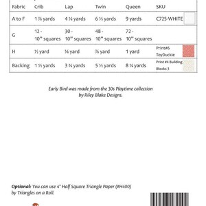 SALE Early Bird Quilt PATTERN P051 - It's Sew Emma - Riley Blake ...
