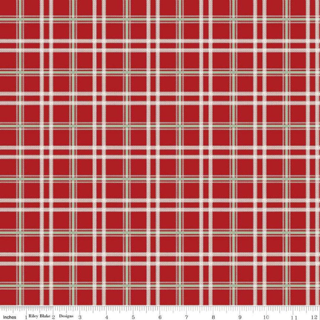 Mistletoe & Holly Plaid C16407 Barn Red - Riley Blake Designs - Lines ...
