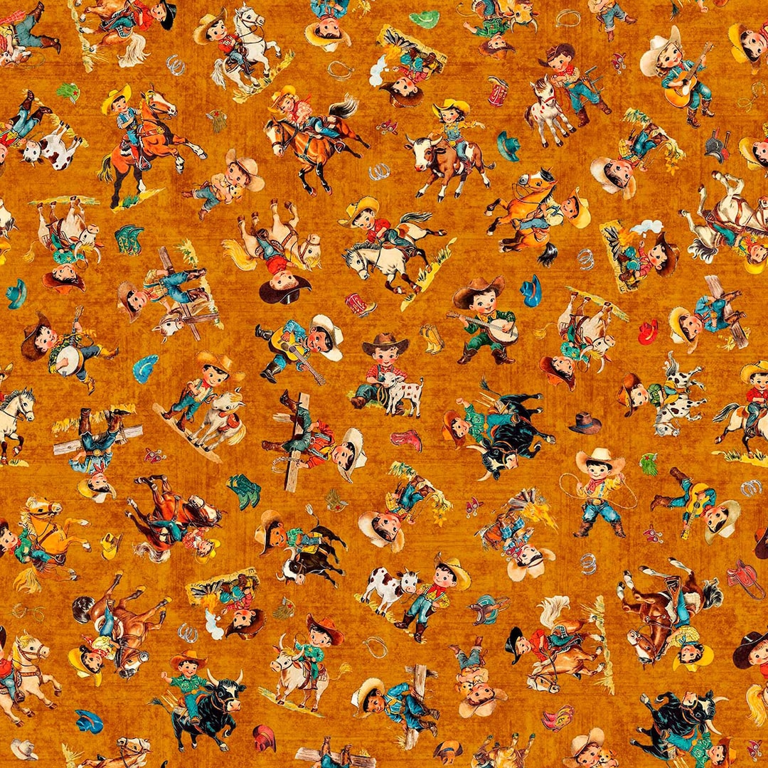 Yippie Ki Yay! Cowboy/cowgirl Toss 31490 Pumpkin O - QT Fabrics ...