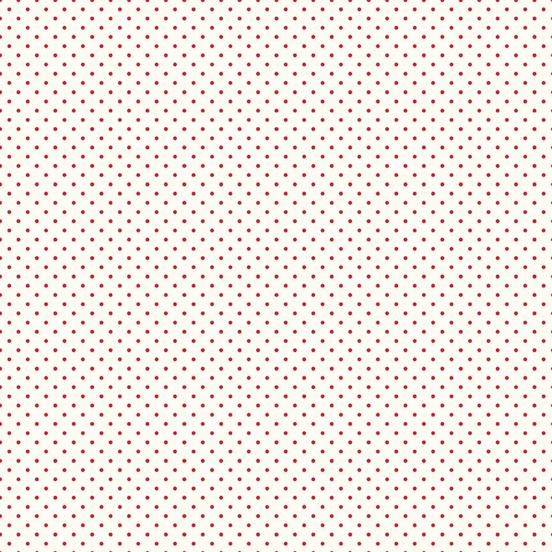 27 End of Bolt Piece Red Flat Swiss Dots on Cream Le Creme Polka Dot ...