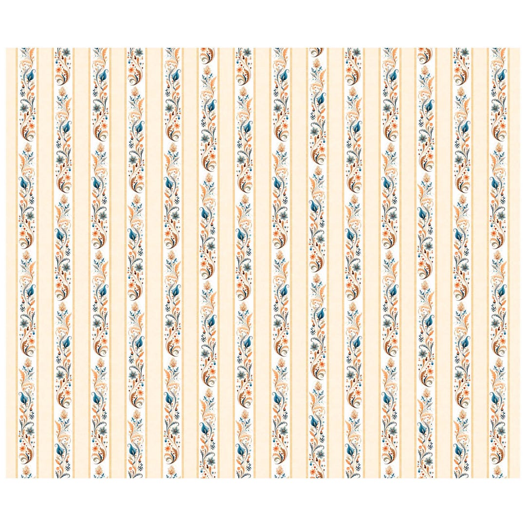 Poultry in Motion Floral Scroll Decorative Stripe 30845 Cream E - by QT ...