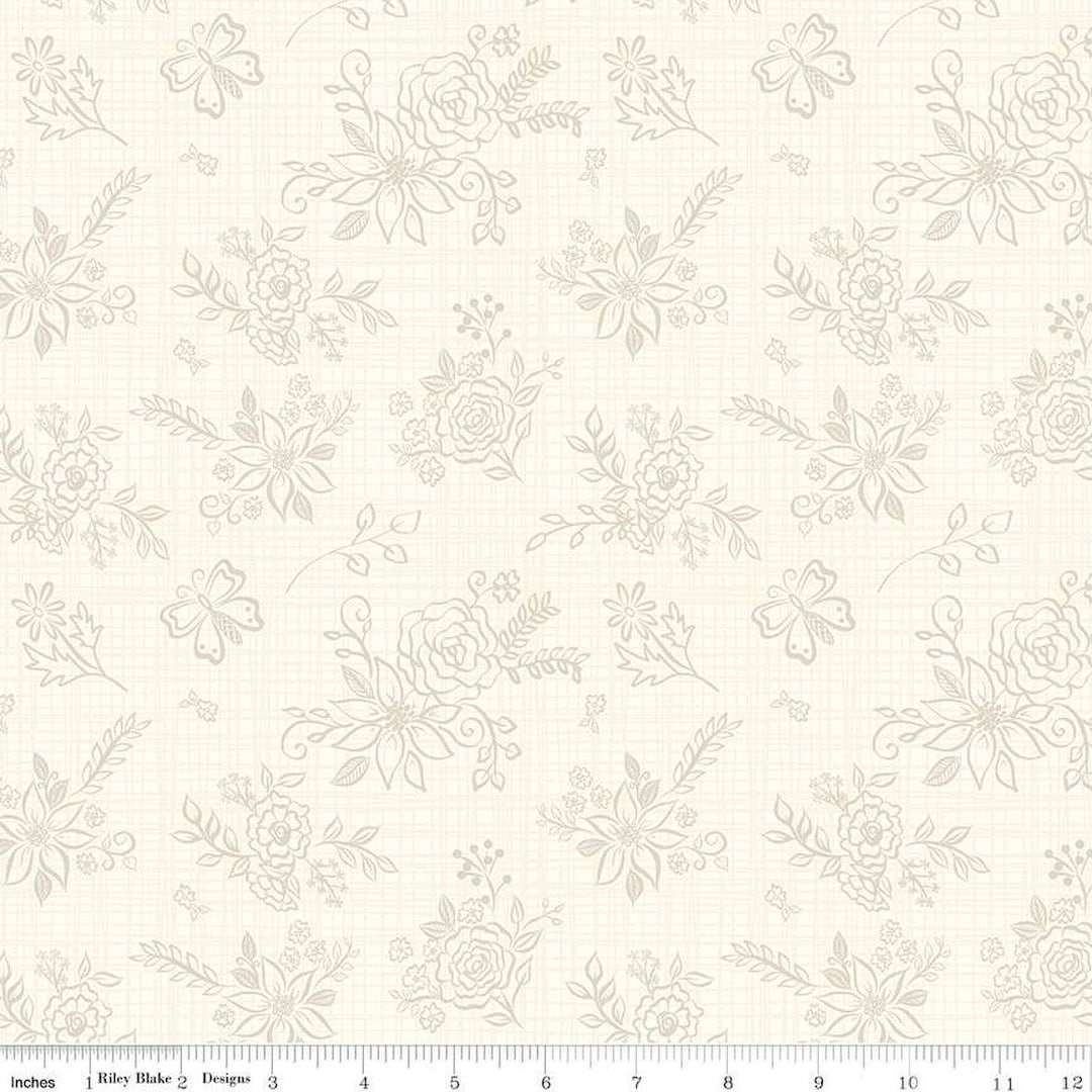 Gingham Cottage Tonal C13011 Cream Riley Blake Designs Floral Flowers ...