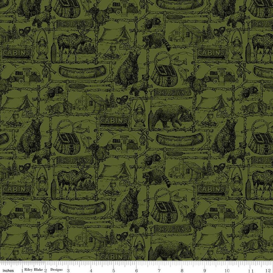 Pine Grove Outlines C15934 Green - Riley Blake Designs - Text Icons ...