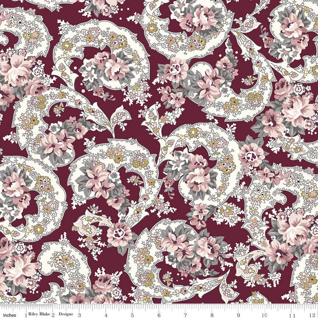 CLEARANCE Exquisite Paisley SC10701 Burgundy SPARKLE Riley Blake ...