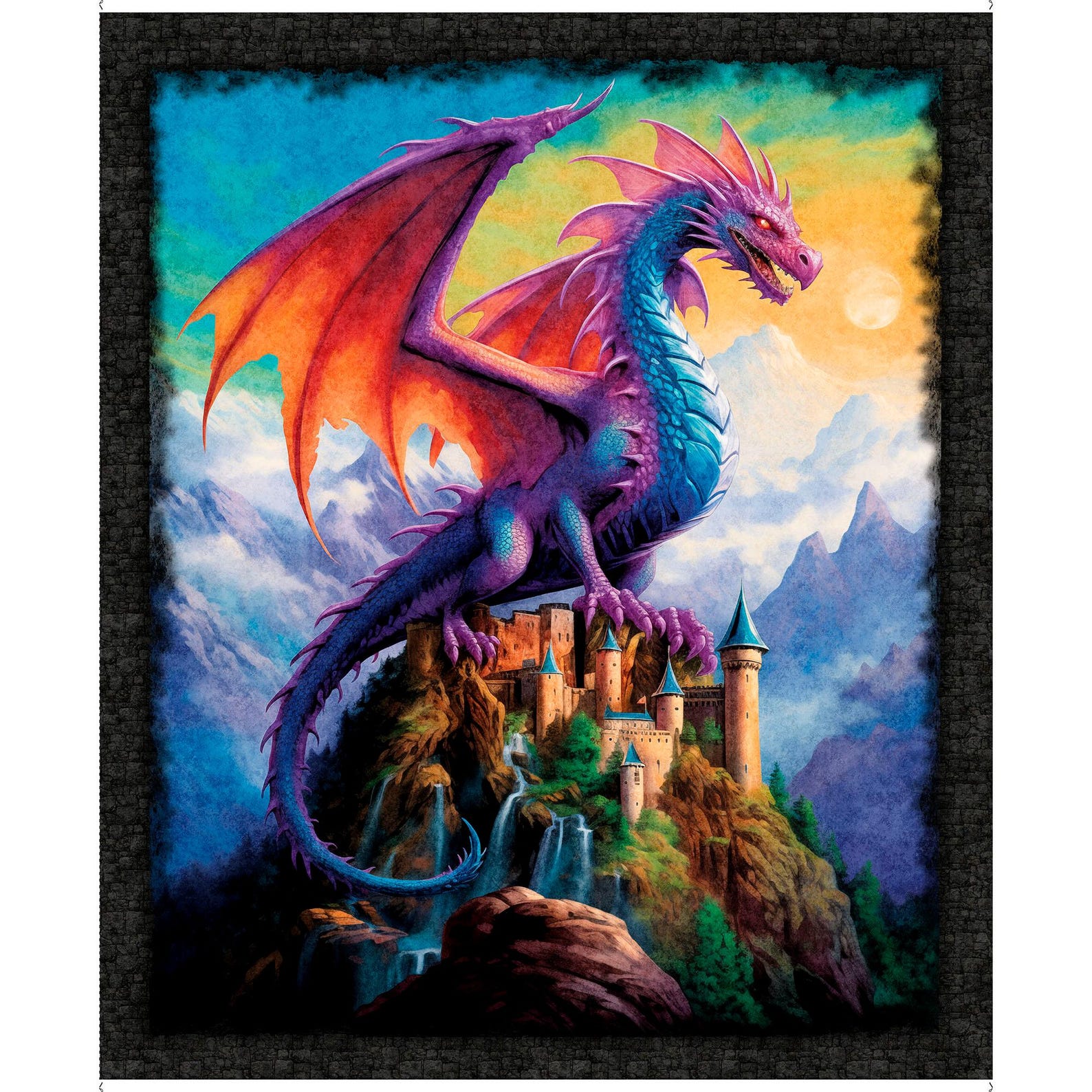Dragon's Song Dragon Panel 31148 Multi X - - QT Fabrics - Fantasy ...