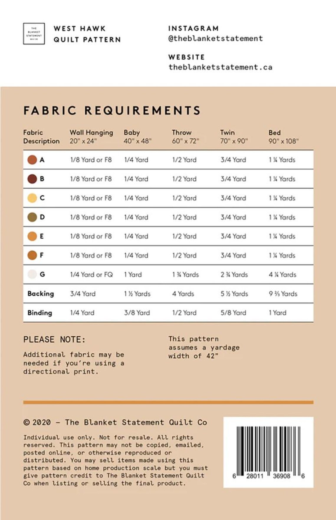 West Hawk Quilt PATTERN P251 - the Blanket Statement Quilt Co. - Riley ...