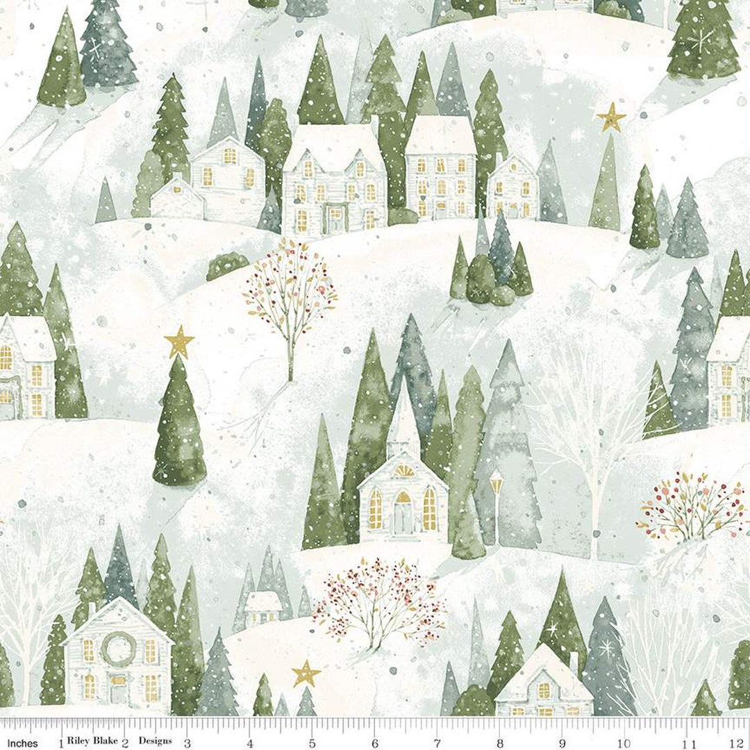 Magical Winterland Home Sweet Home Main C14940 Snow - Riley Blake ...