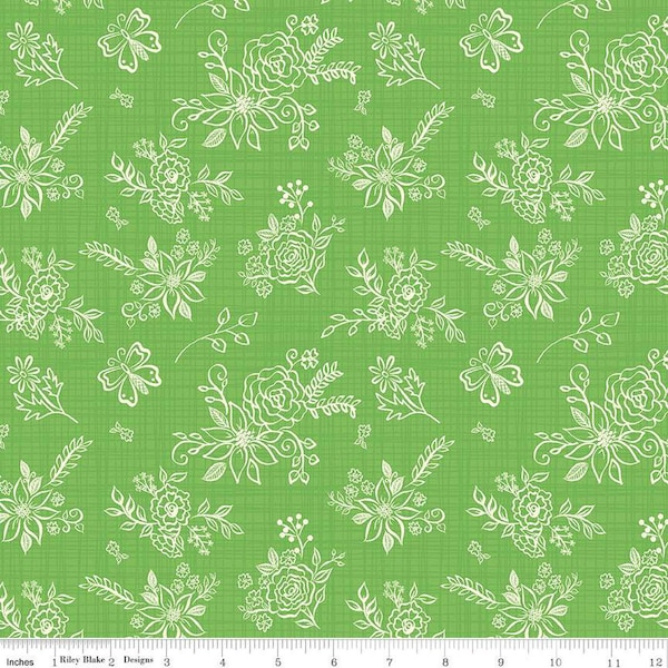 Green Flower Fabric - Etsy