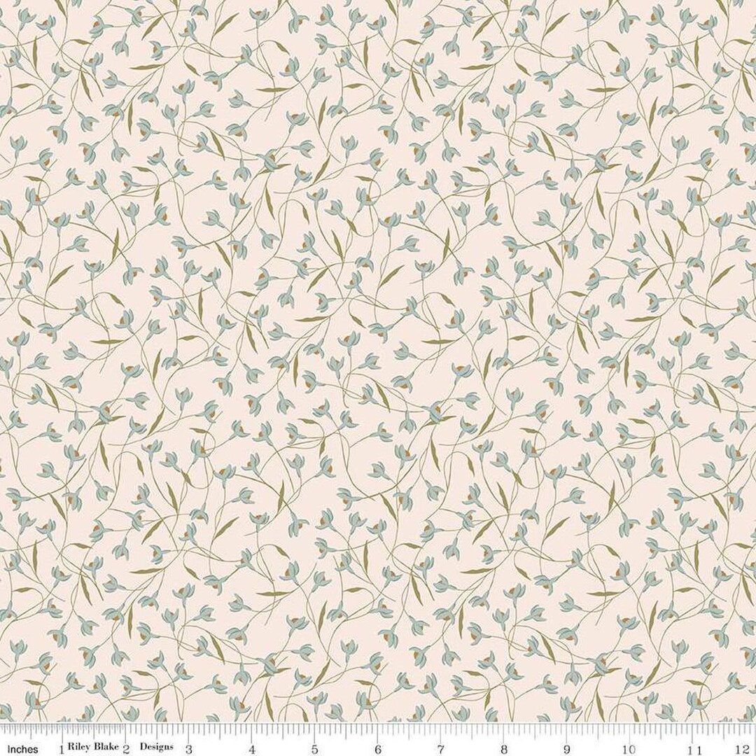 Threads of Grace Snow Drop C16822 Latte - Riley Blake Designs - Floral ...