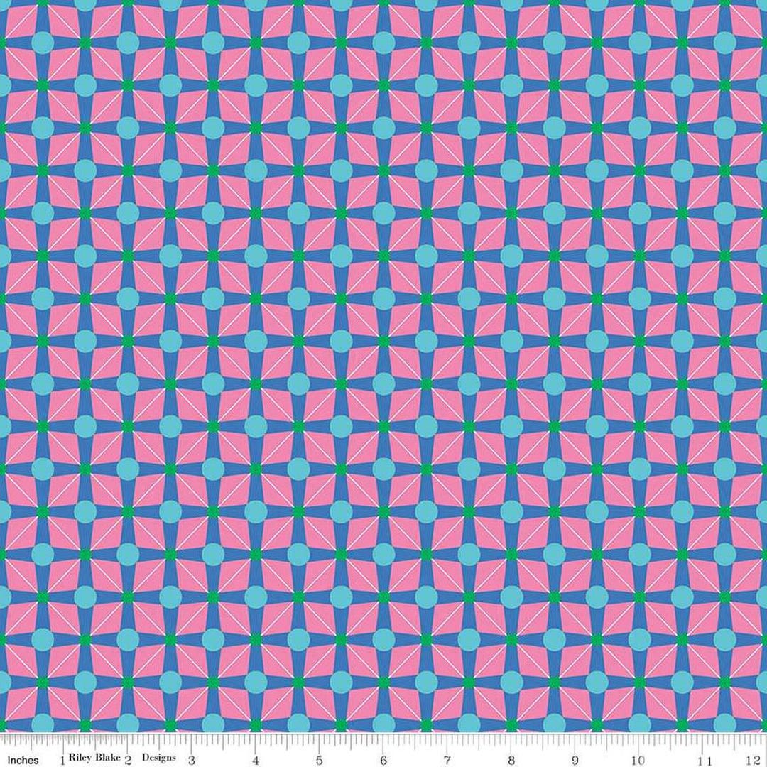 SALE Celebrate Geo C15332 Blue - Riley Blake Designs - Geometric Grid ...