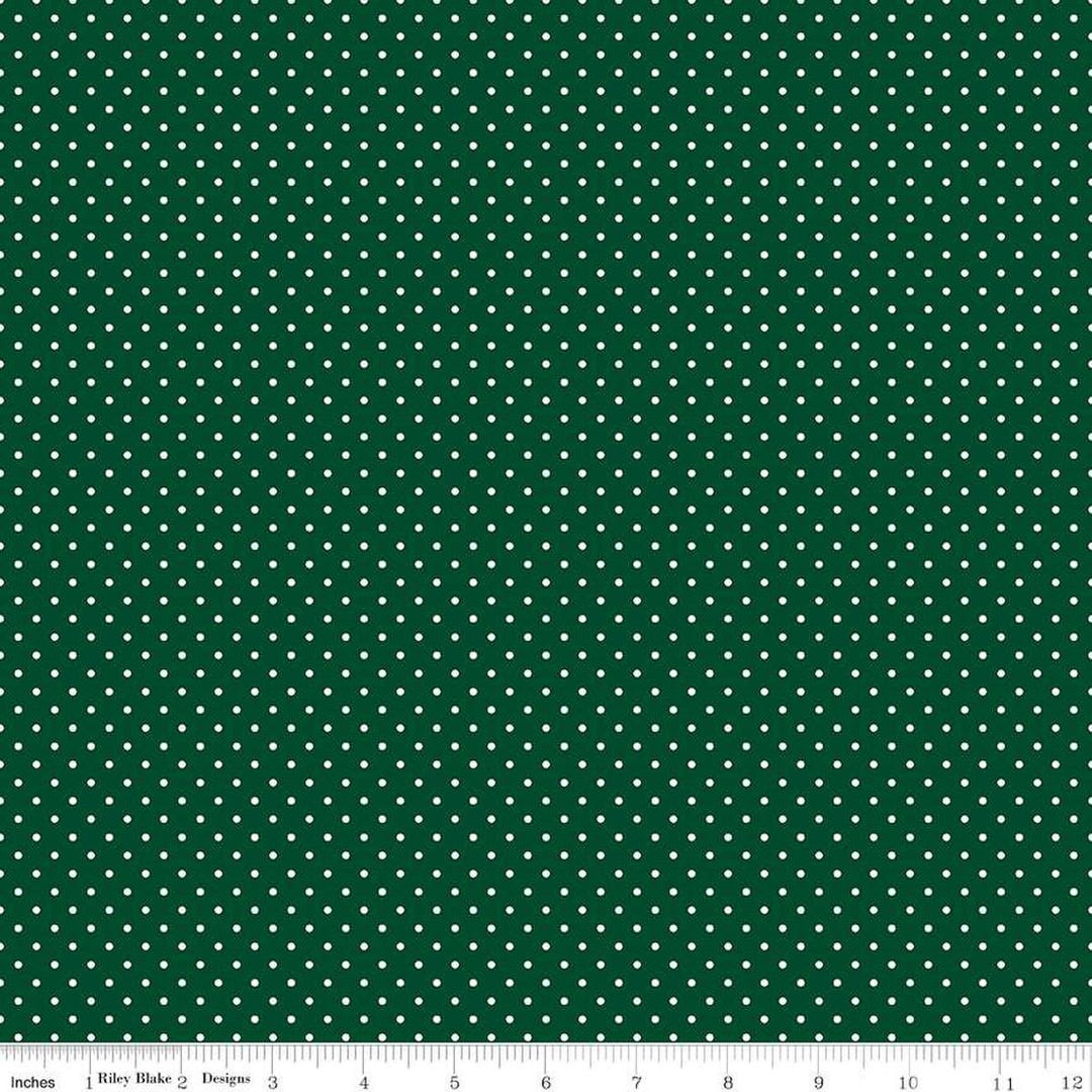 SALE White on Christmas Green C670 Flat Swiss Dots - Riley Blake ...