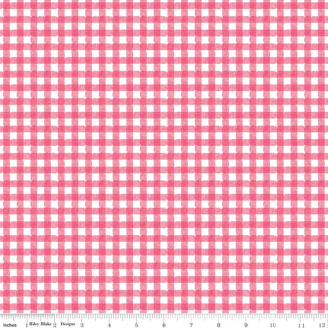 Strength in Pink PRINTED Gingham C12624 Dark Pink by Riley - Etsy