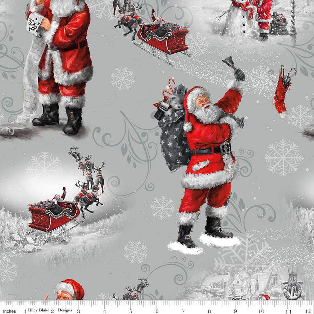SALE Picture a Christmas Santa CD12370 Gray - Riley Blake Designs ...
