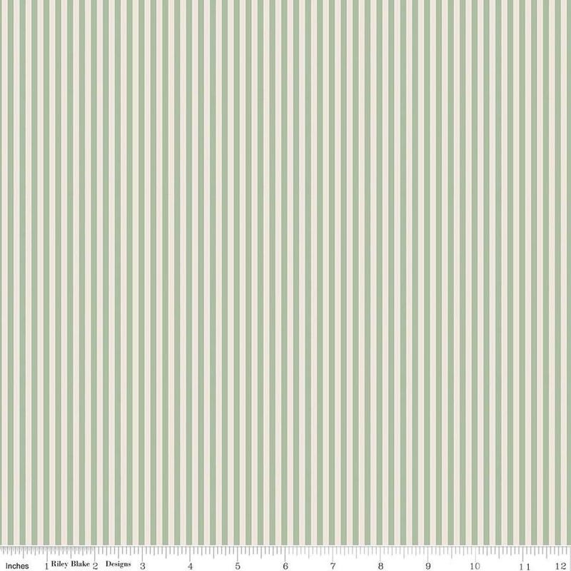 Striped Sage Green Fabric - Etsy