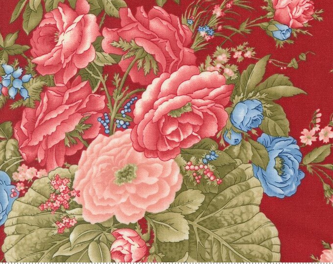 SALE Grand Haven Cabbage Rose 14980 Crimson - Moda Fabrics - Floral ...
