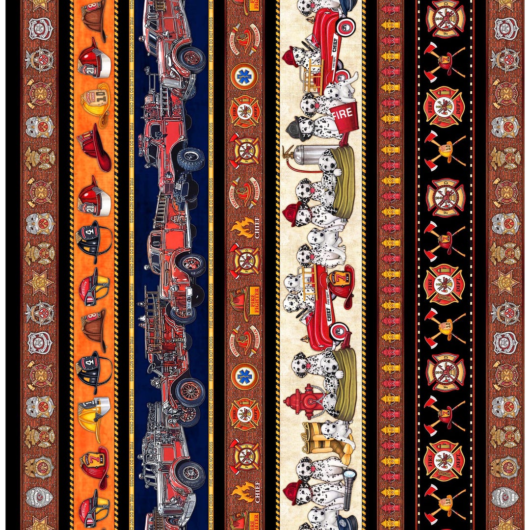 American Heroes Firefighter Decorative Strip 30678 Multi X - QT Fabrics ...