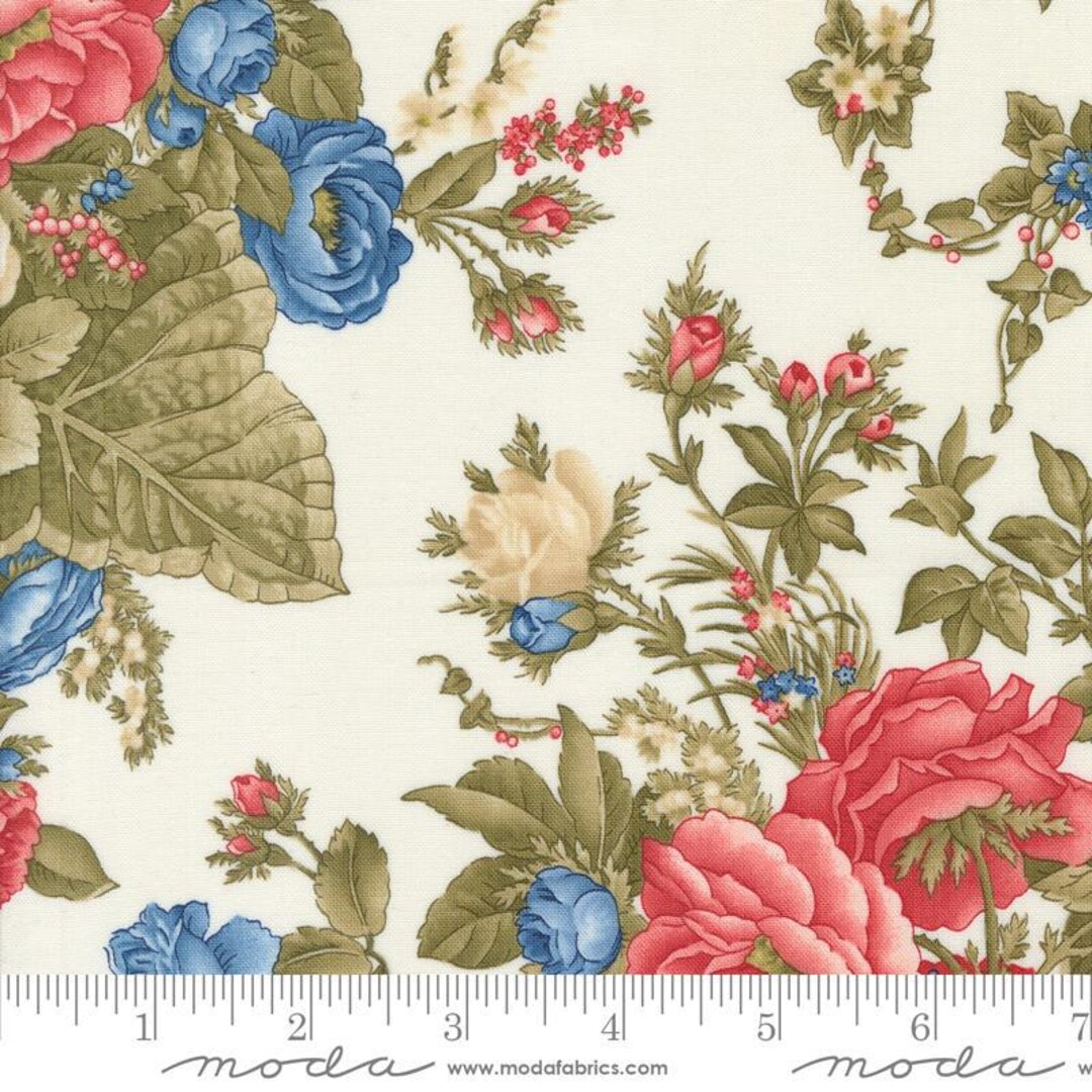Grand Haven Cabbage Rose 14980 Cream Moda Fabrics Floral Flower ...