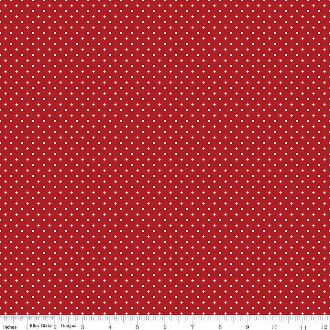 SALE White on Barn Red C670 Flat Swiss Dots by Riley Blake Designs ...