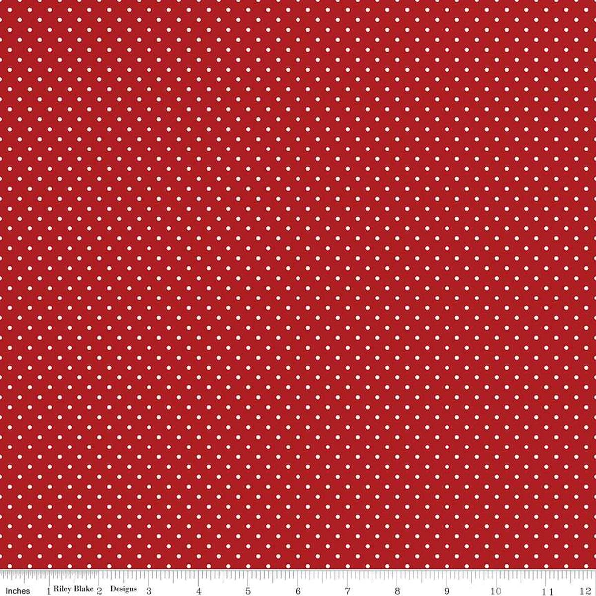 SALE White on Barn Red C670 Flat Swiss Dots - Riley Blake Designs ...