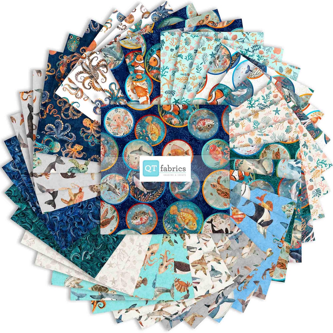 Deep Sea Dazzle Layer Cake 10" Stacker Bundle - QT Fabrics - 42 Piece ...
