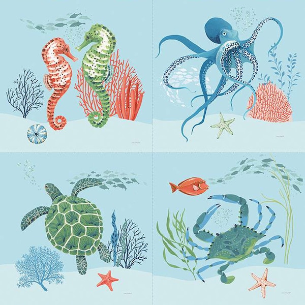 Sea Life Fabric Panel - Etsy
