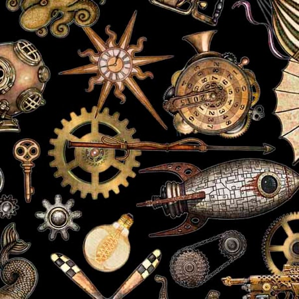 Steampunk Fabric - Etsy