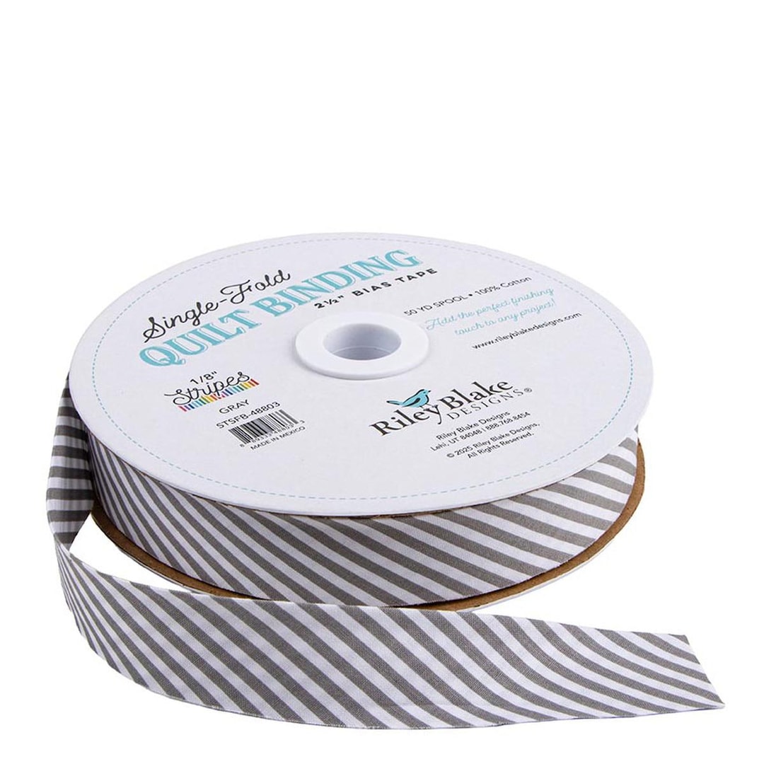 SALE Single-fold Quilt Binding 1/8" Stripe STSFB-48803 Gray - Riley ...