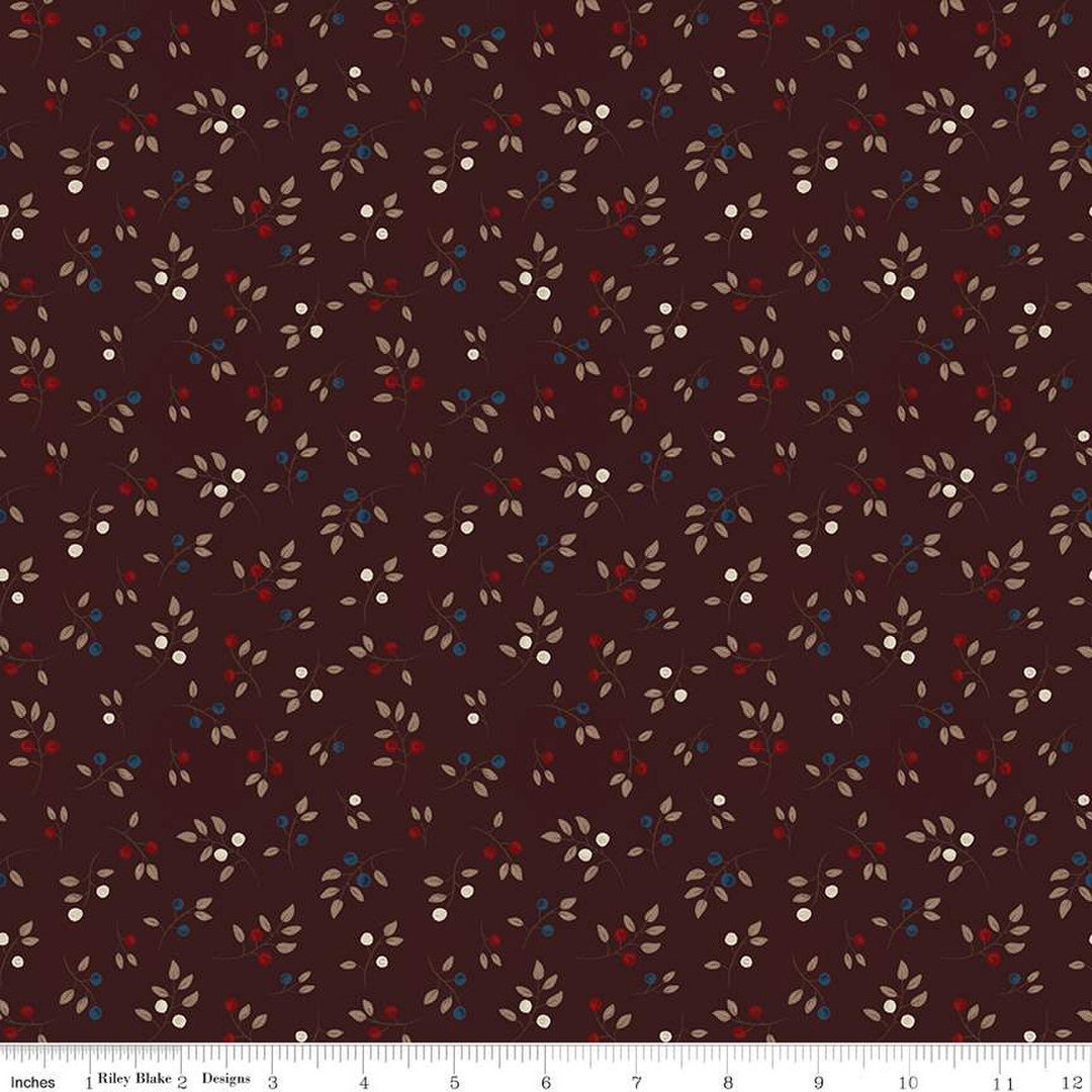 Huckleberry Saltbox Sprigs C14356 Wine - Riley Blake Designs - Leaves ...