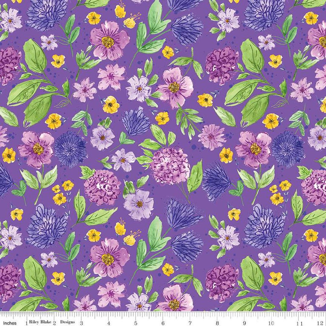 SALE Plum Petals Floral C15641 Violet - Riley Blake Designs ...
